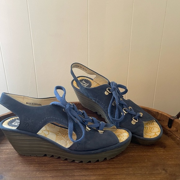 london fly | Shoes | London Fly Blue Suede Wedge | Poshmark